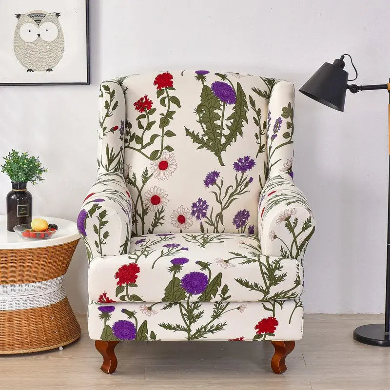 2 Piece Spandex Wingback Chair Slipcover T Cushion Chair slipcover ...