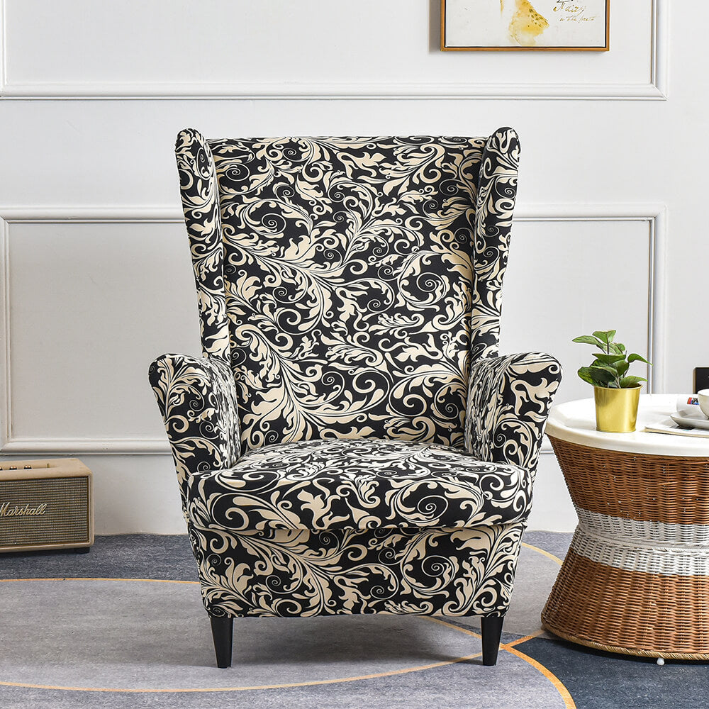 Fitted Wingback Chair Covers Printed 2 Pieces Armchair Slipcovers – Crfatop