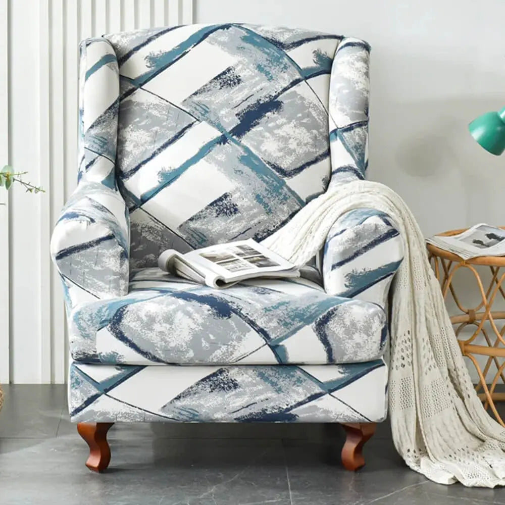 2-piece Printed Wingback Slipcover Wingback Chair Cover - Crfatop